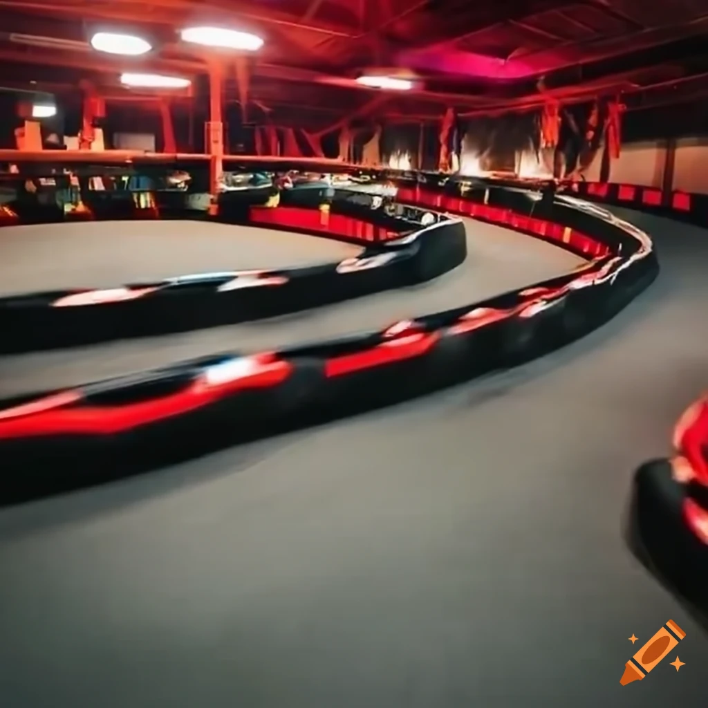 Indoor karting track with leaderboard