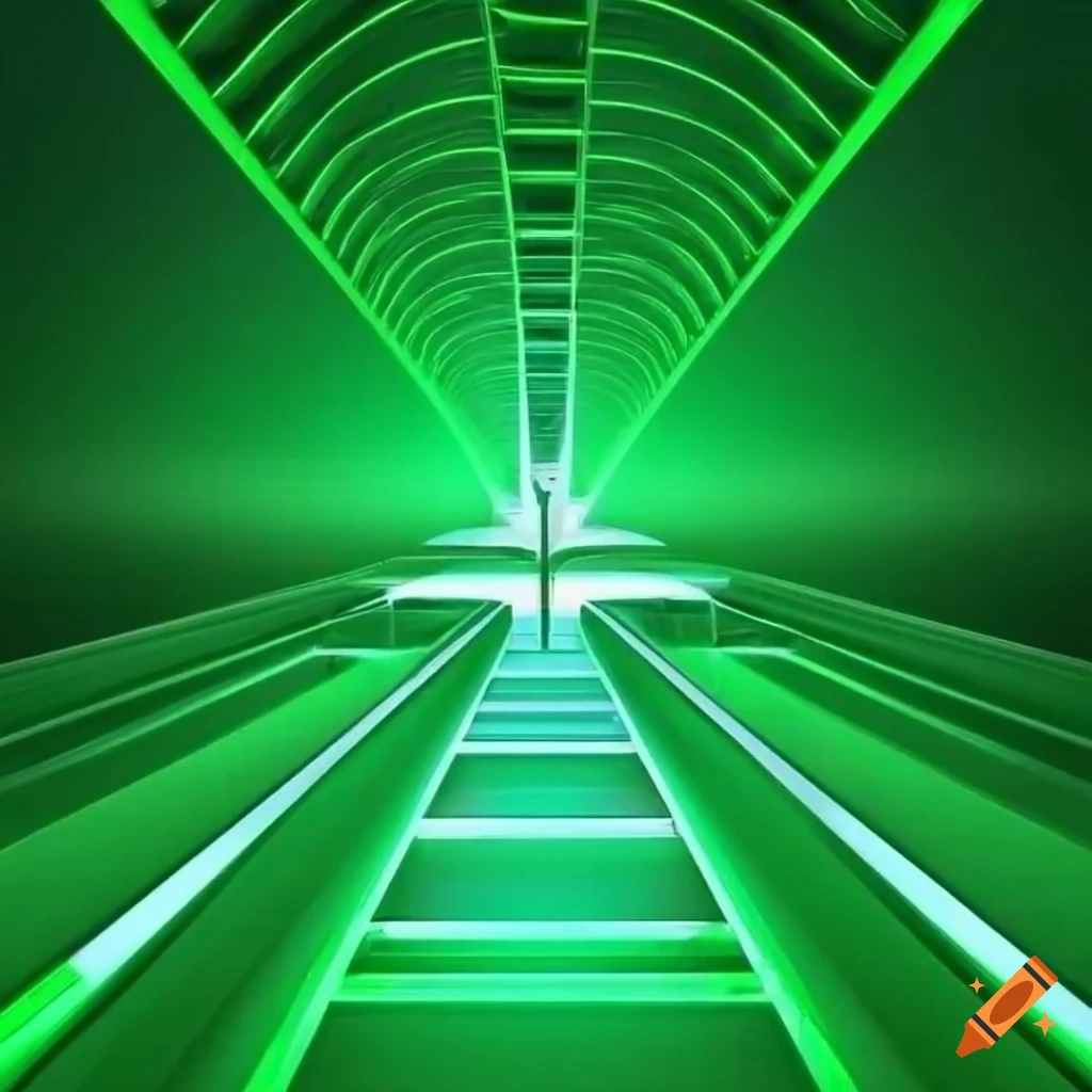 Abstract neon green architecture with sleek futuristic elements on Craiyon