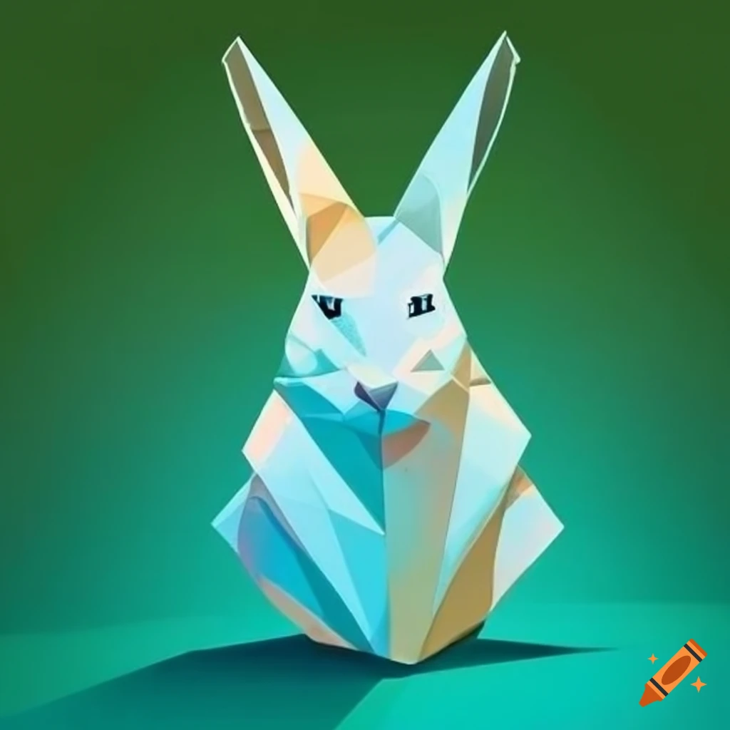 Origami rabbit swimming multicolored