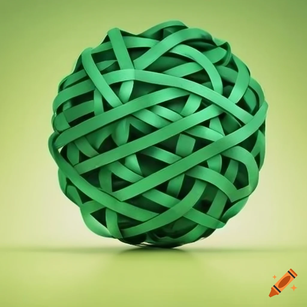 Ball of interlaced green ribbons