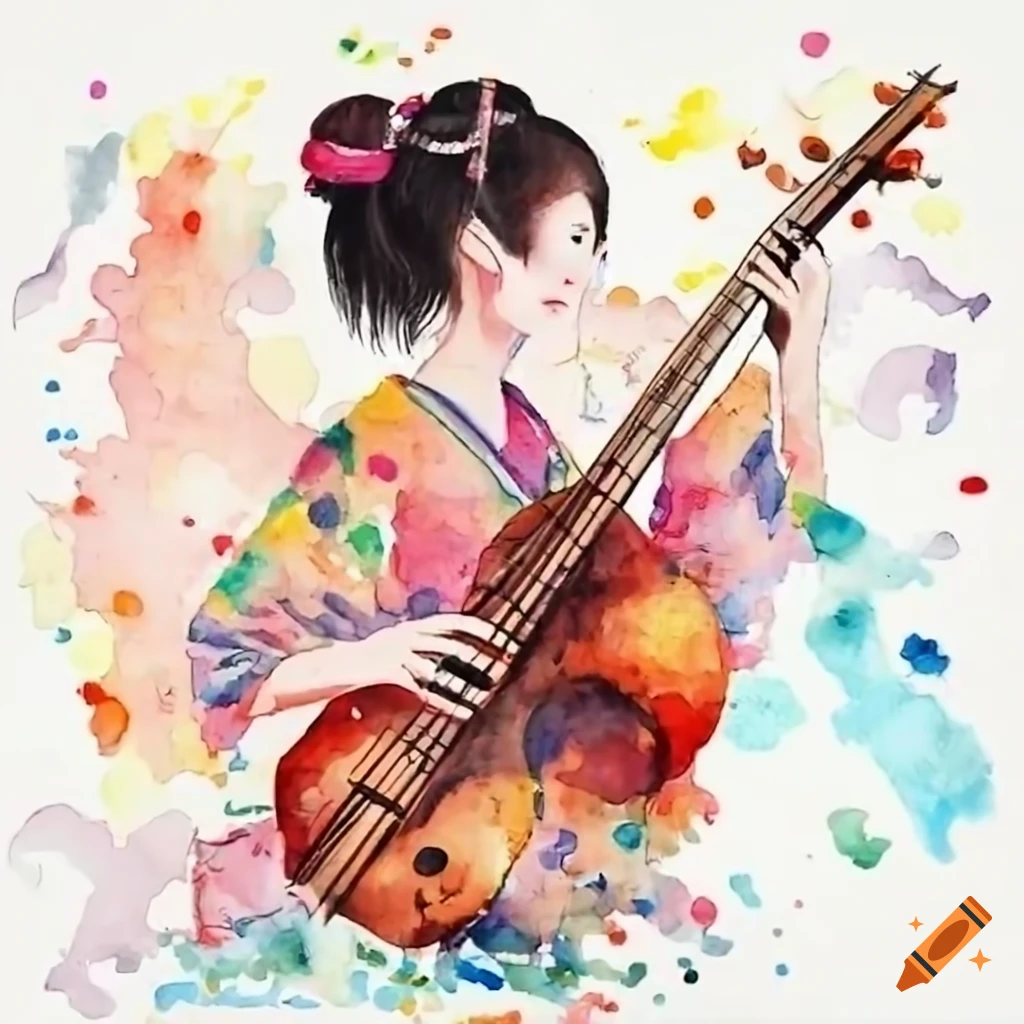 A japanese girl playing music