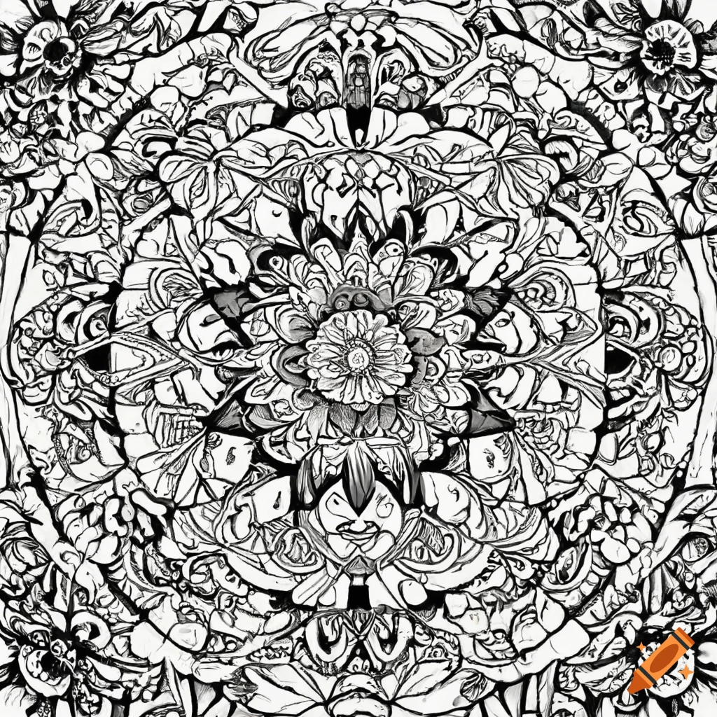 Mandala coloring page on Craiyon