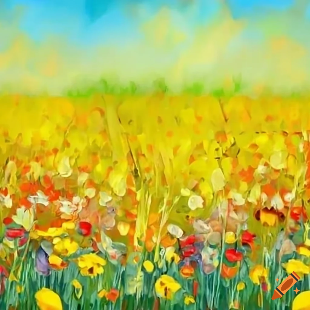 Meadow with colorful flowers yellow shades on Craiyon