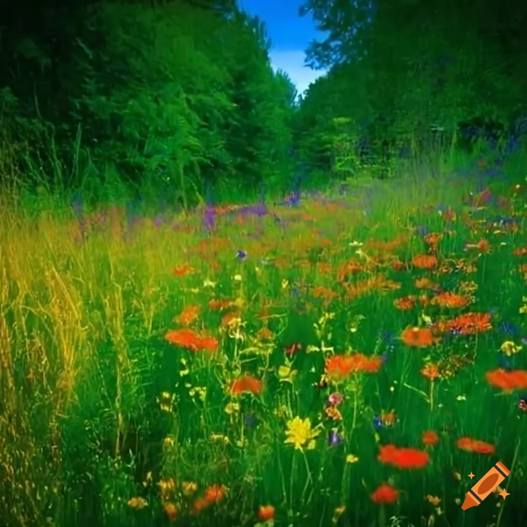 Vibrant wildflowers in a lush meadow