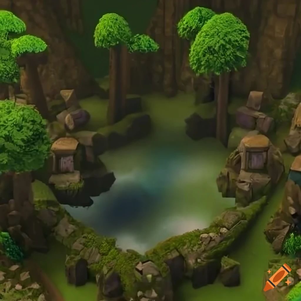 In the background between formation from above fantasy RPG game forest ...