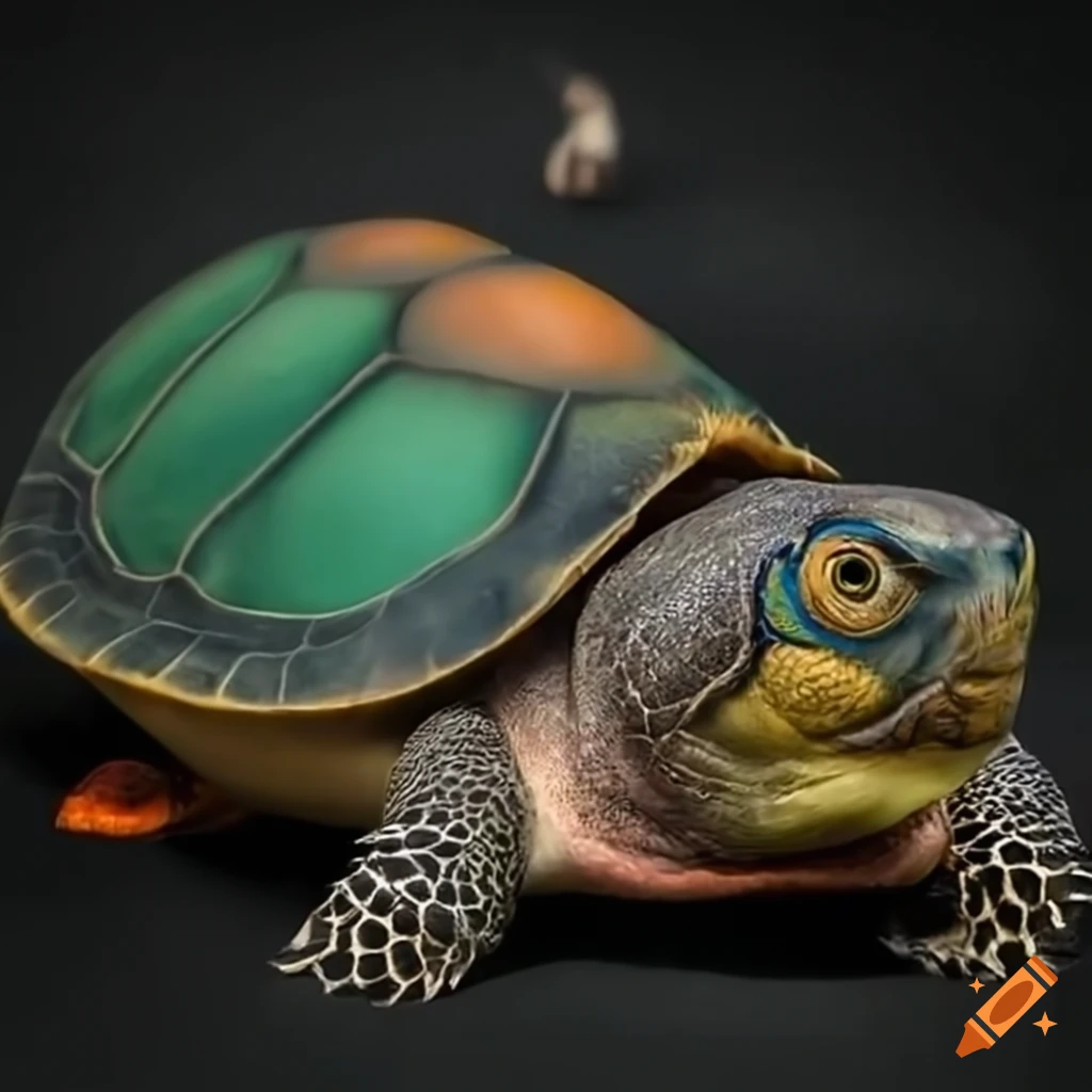A whimsical hybrid creature blending turtles and ducks