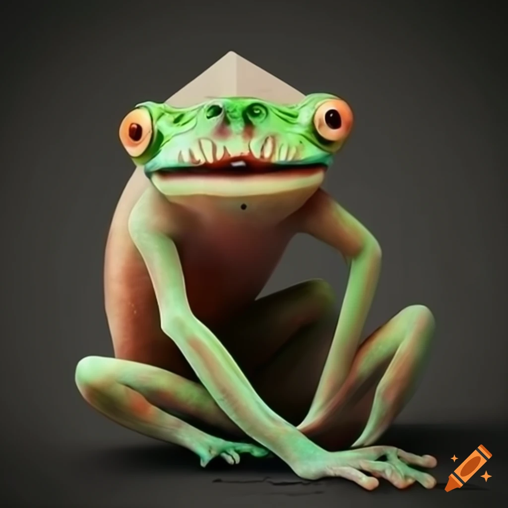 A whimsical hybrid creature inspired in both monkeys and frogs