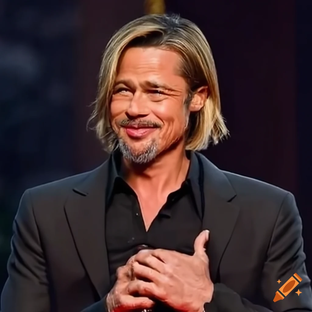 Brad pitt holding a sign that says "i love you"