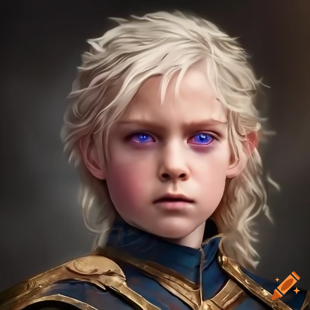 Targaryen prince, child, brown hair, purple eyes, photorealism, ultra ...