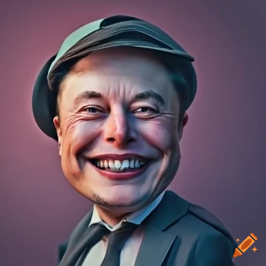 Smiling elon musk wearing a doorman's cap on Craiyon