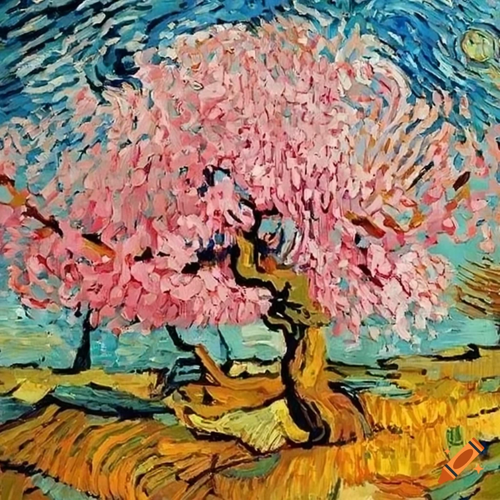Pink blossoms tree by van gogh