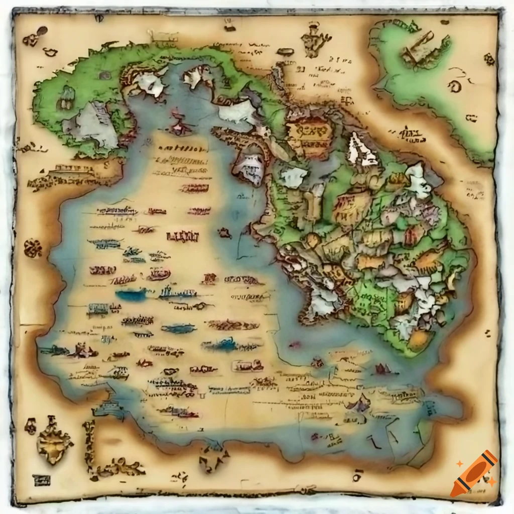 Map of an enchanting miniature fantasy world on Craiyon