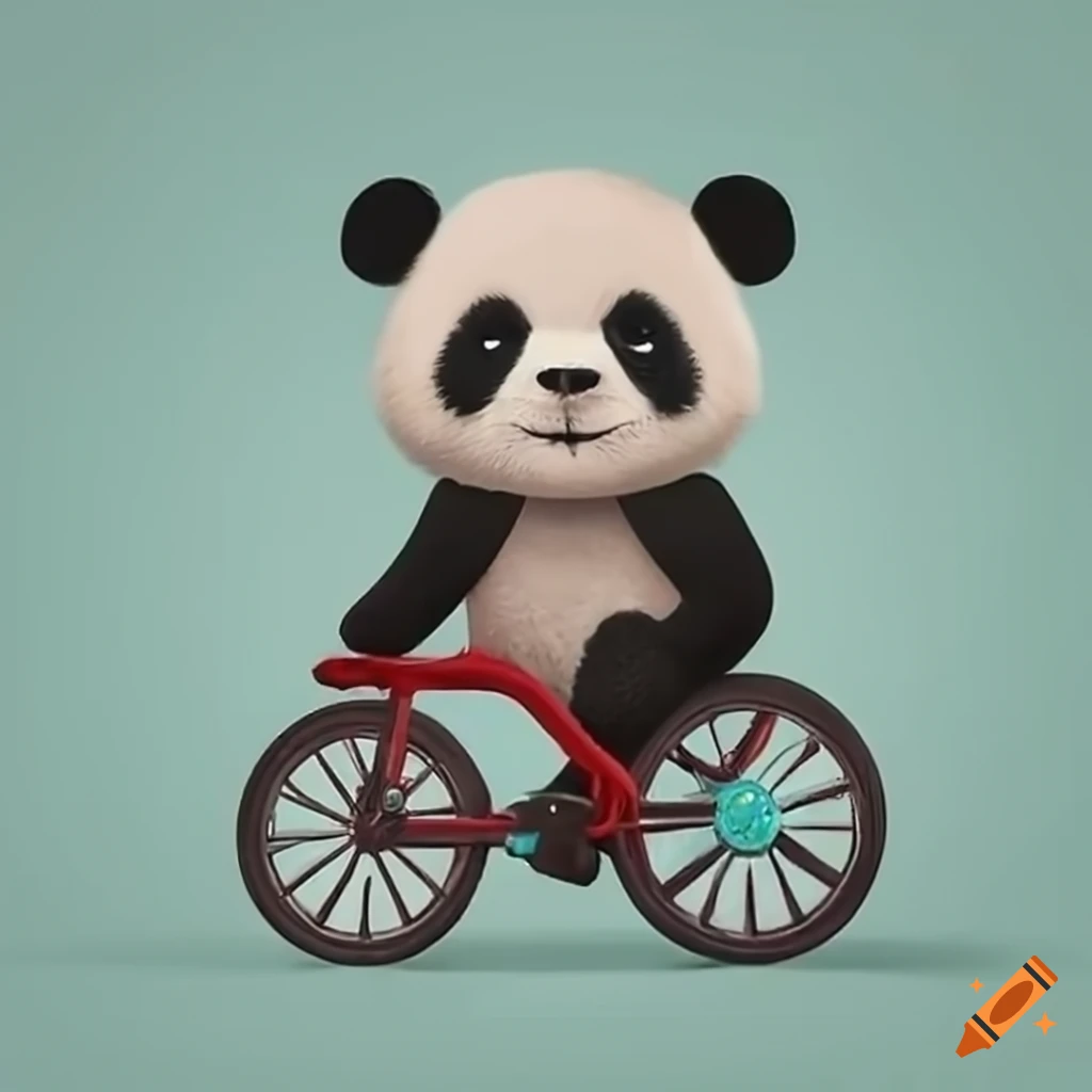 Panda riding a bike