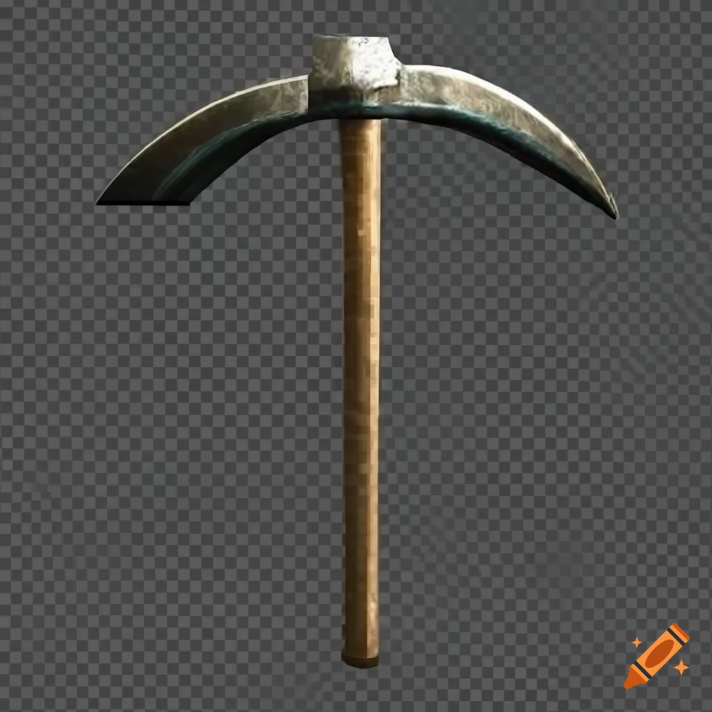 A bronze pickaxe on a transparent background on Craiyon