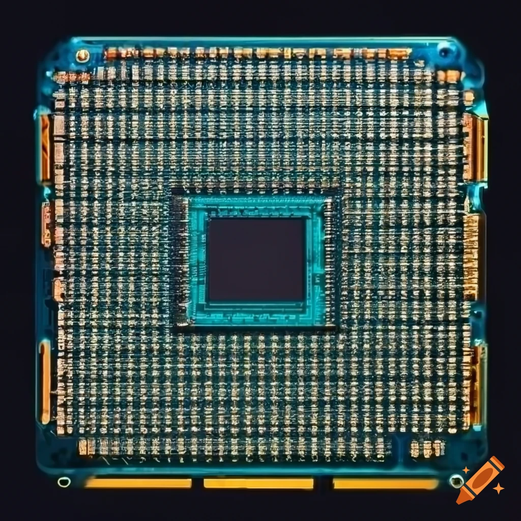 High-resolution image of an amd ryzen cpu on a dark background on Craiyon
