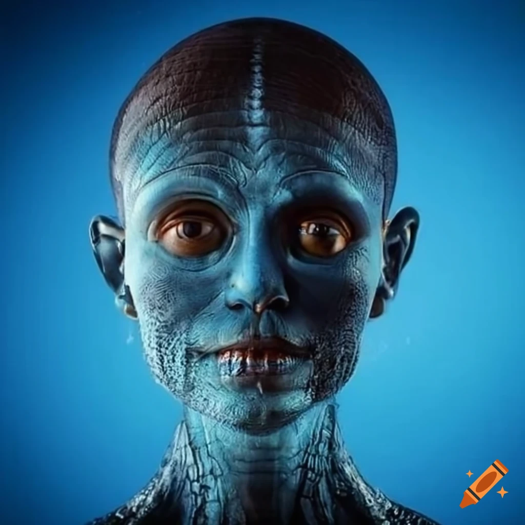 Human with 6 arms whose head is made of dragonfly eyes soft light ...