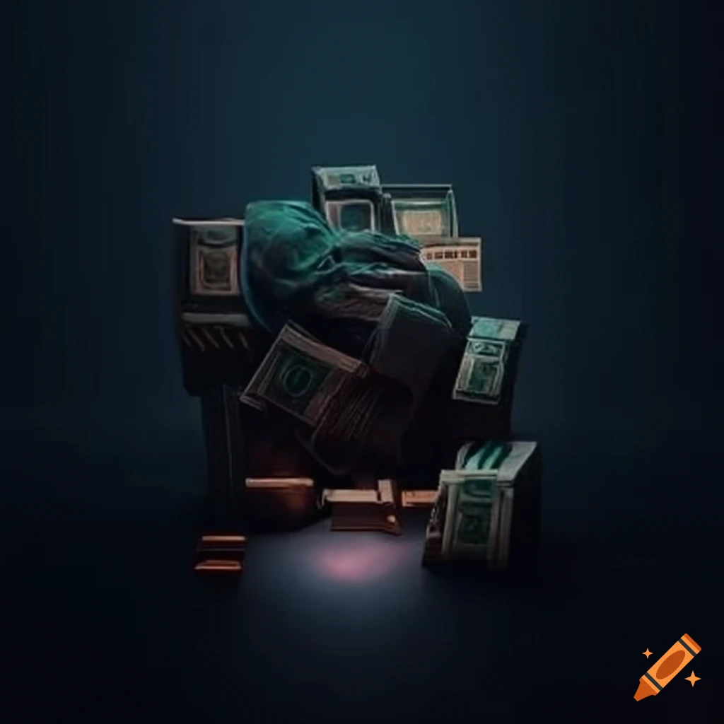 Cash!, money!, dystopian setting on Craiyon