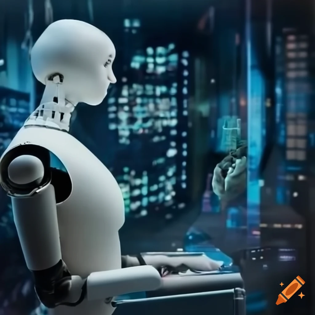 An intelligent research bot analyzing data and gathering information