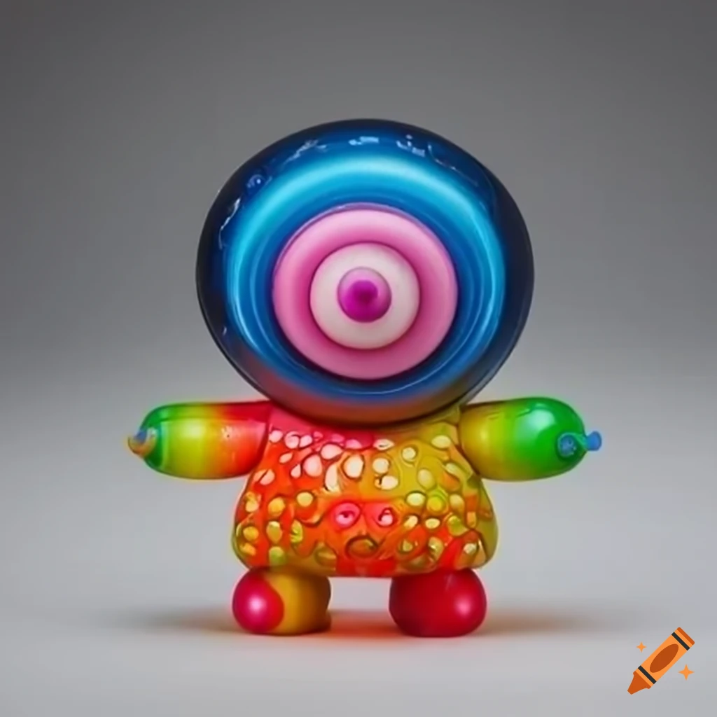 A collectible vinyl toy with vibrant colors and intricate details on ...