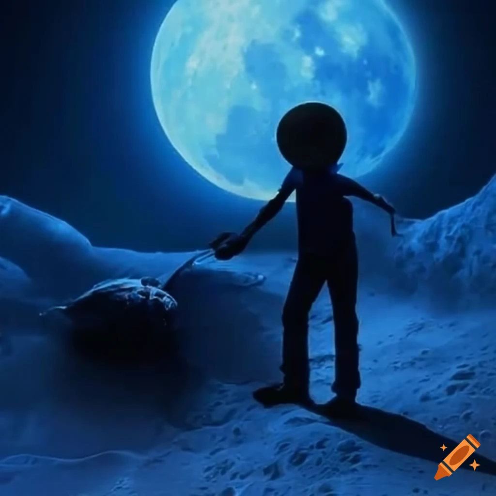 Blue colour man travelling on the moon on Craiyon