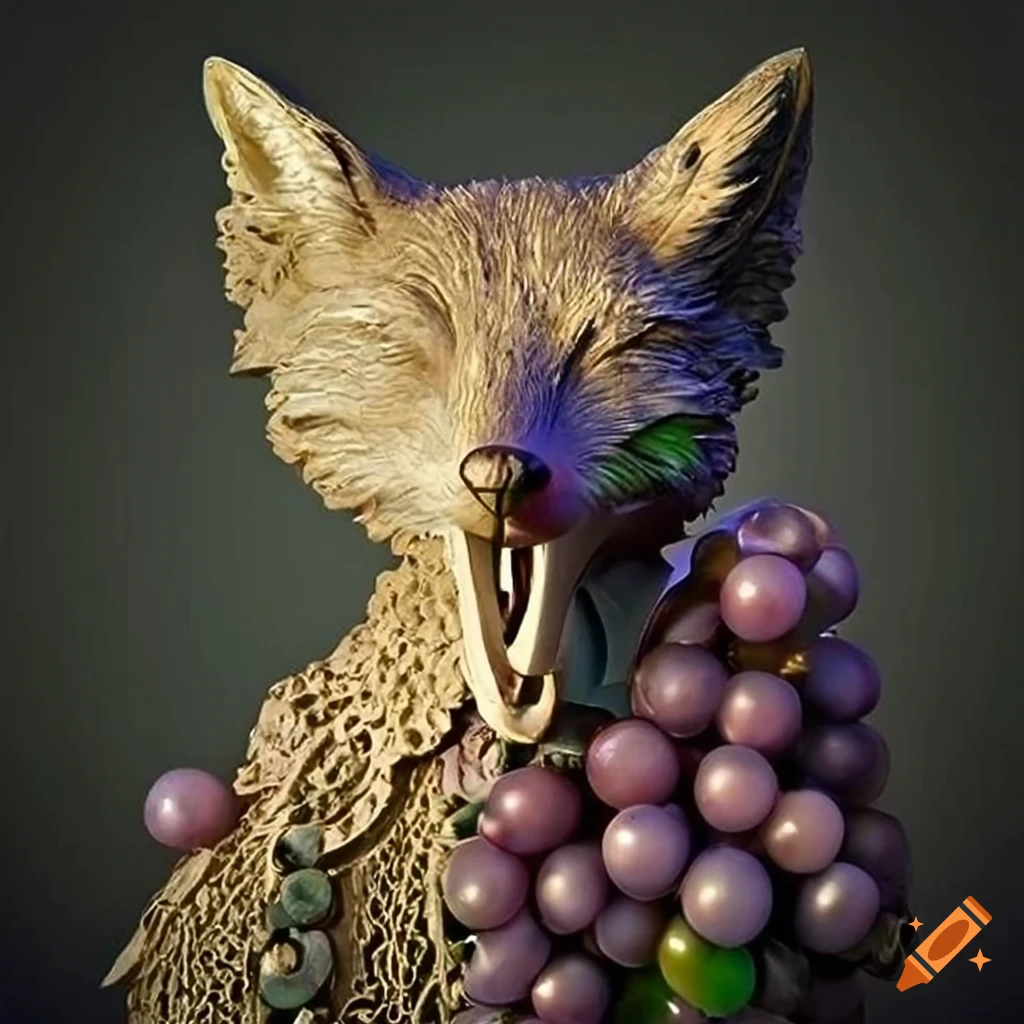 Upscale 🇮🇹🎴sculpture of ‘Fox with Grapes’-Style, Hyper-defined stunning ...