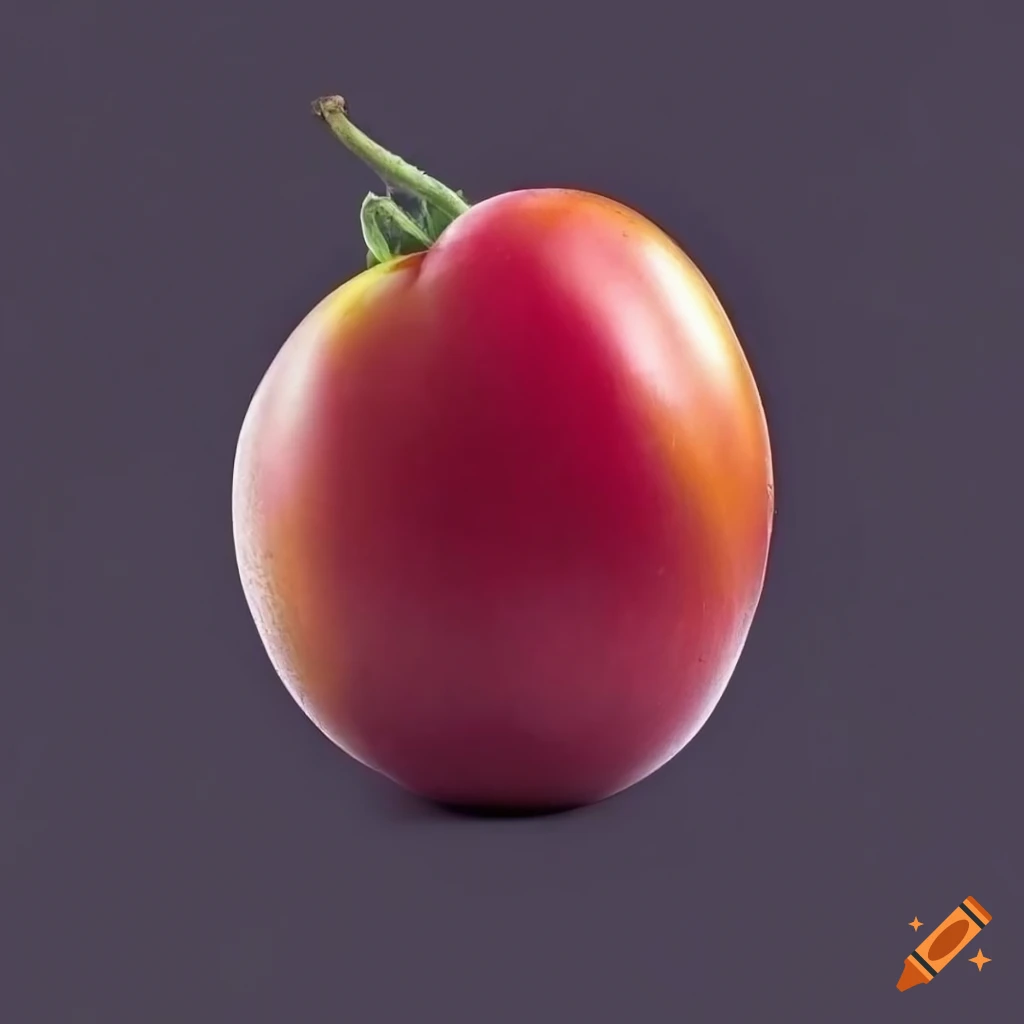 Ripe-plum-tomato full-body color full-size hyper-realistic