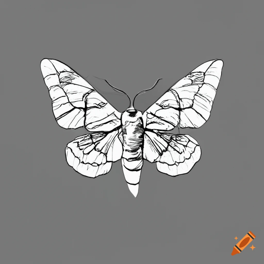 Monochrome minimalist sketch of a moth on Craiyon