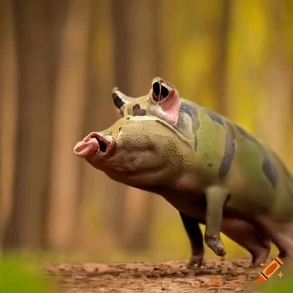 A frog riding on a pig on Craiyon