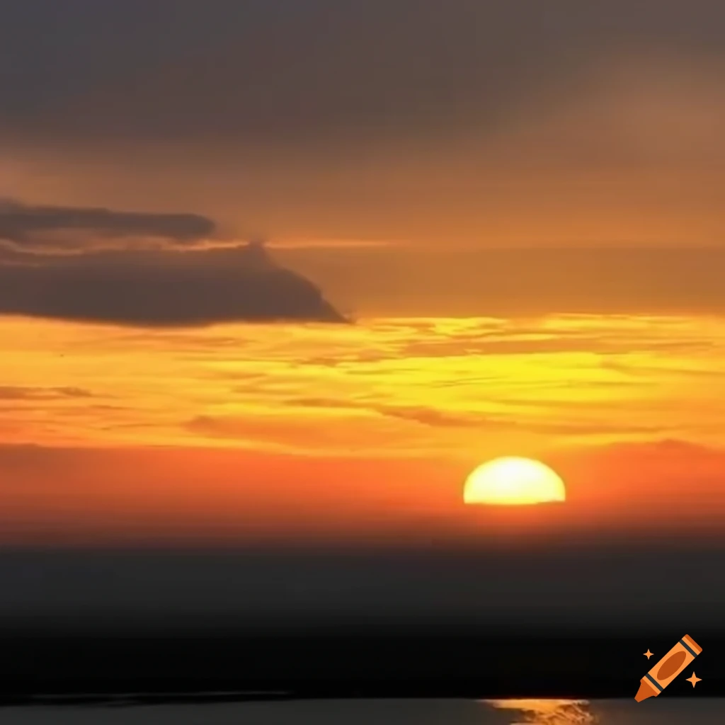 Sunrise sky with dim sun in the distance