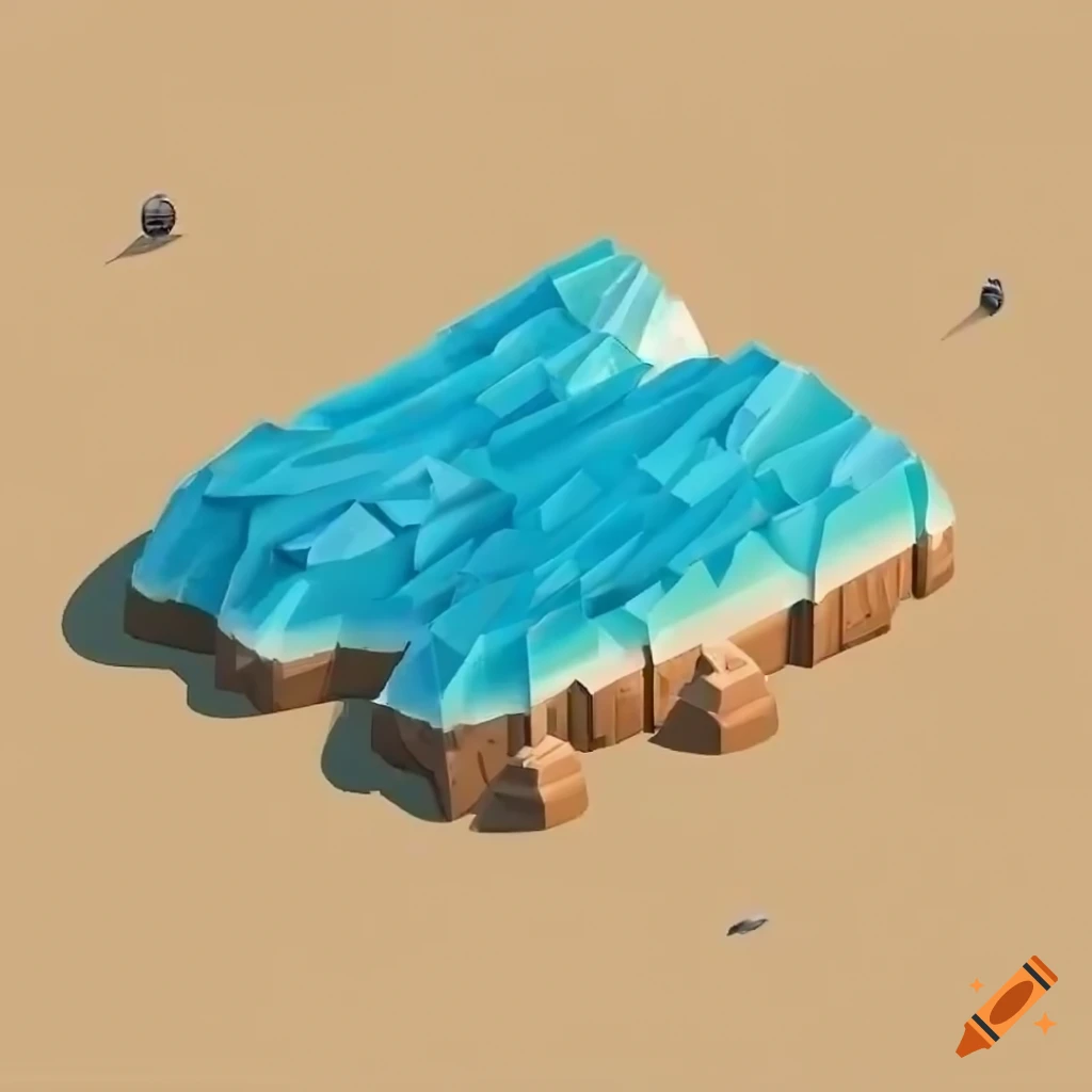 Stunning crystal formations on an 8k isometric beach scene