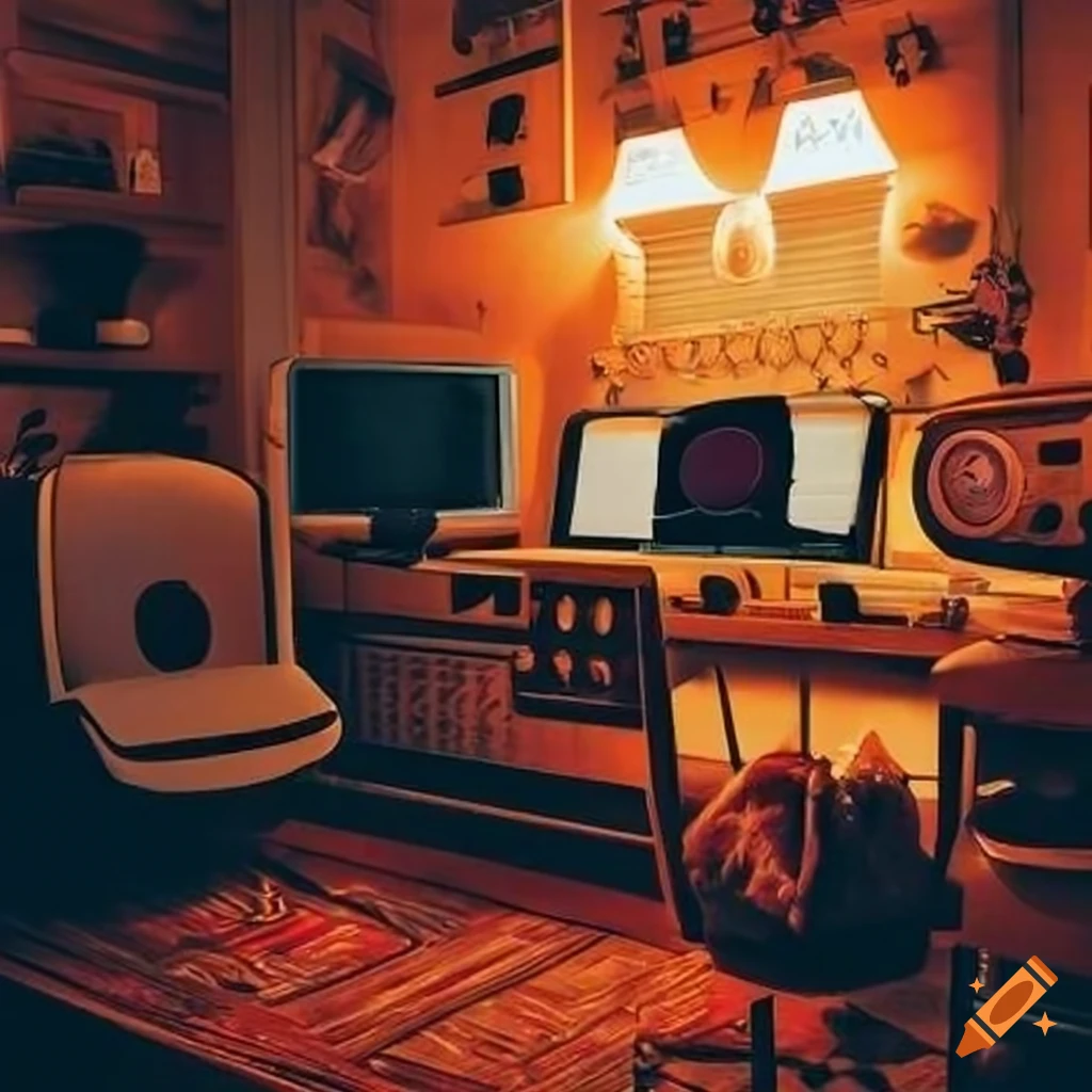 Cozy radio room on Craiyon