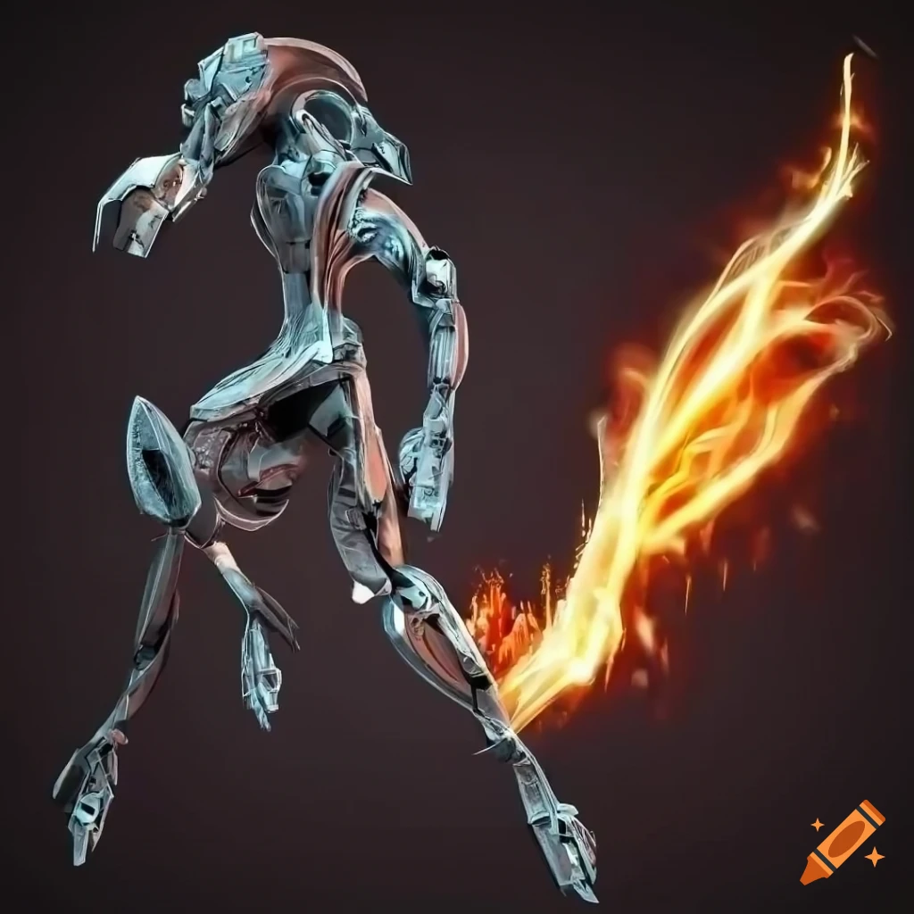 Fire wielding elemental [[robotic praying mantis being]], character ...