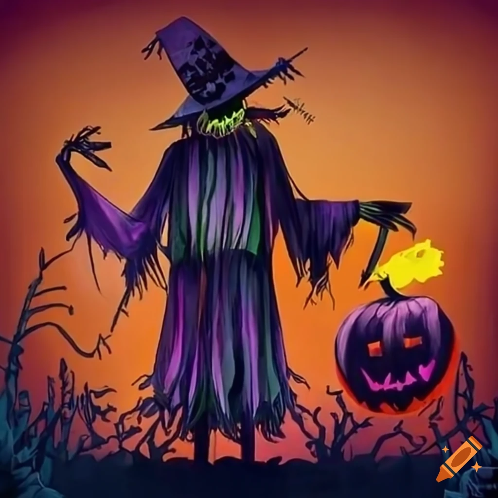 Spooky halloween scarecrow
