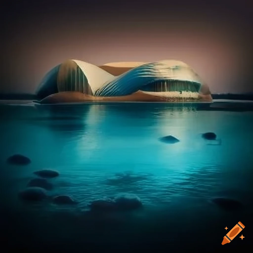 Music hall like a triton shell on a lake