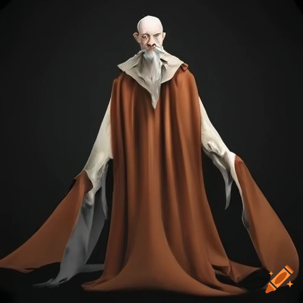 Old male spirit draped in many loose cloaks