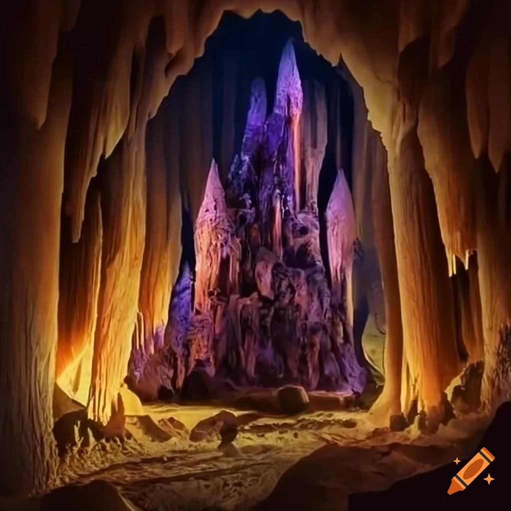A massive castle in a crystal cavern on Craiyon