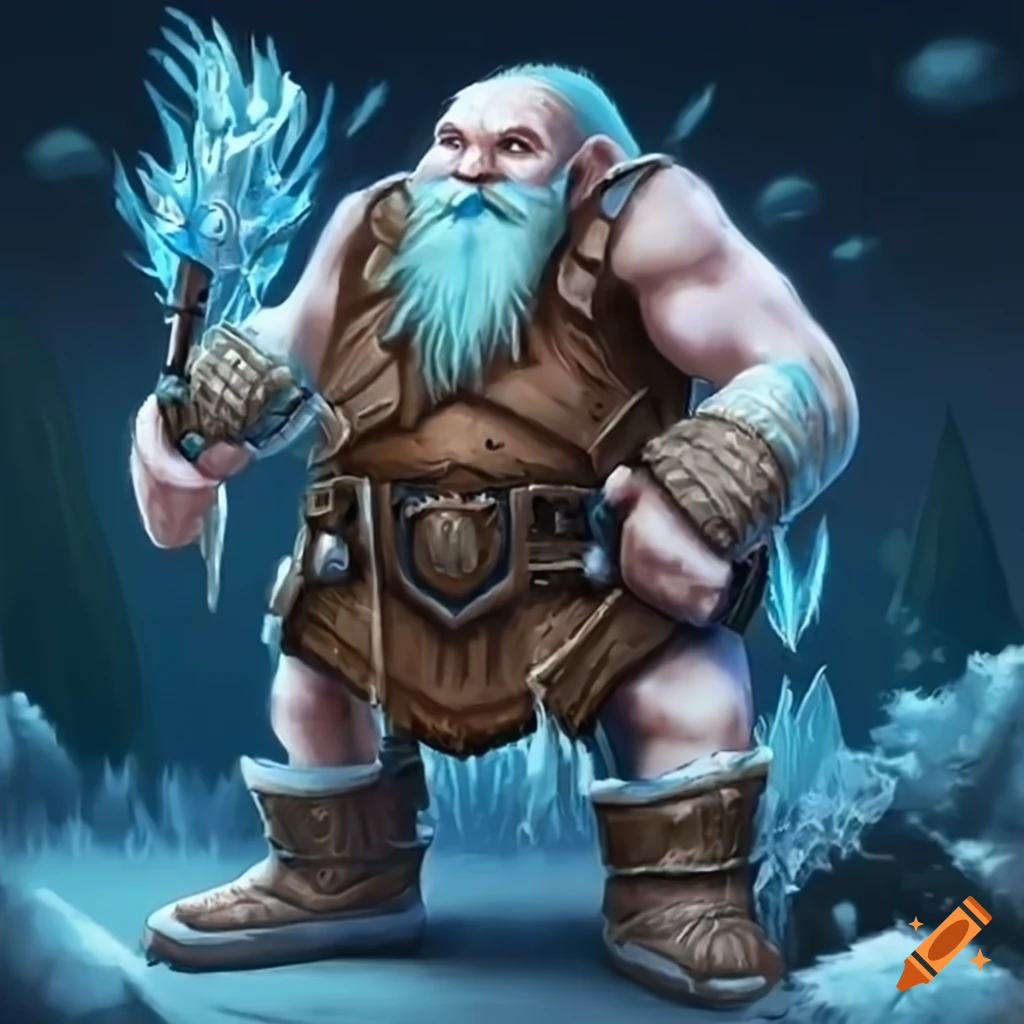 A dwarf disguised as a frost giant on Craiyon