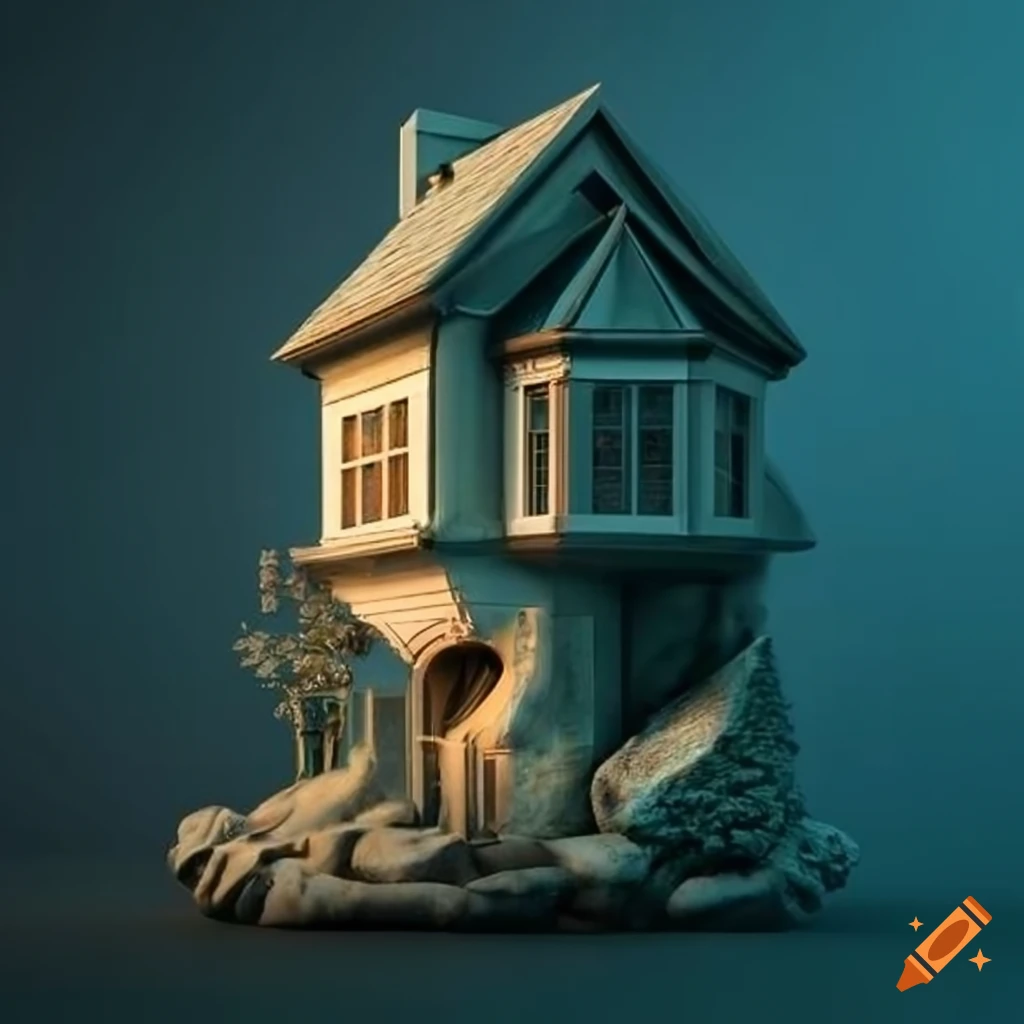 Sculptures of 🏘️🌲🏠🌲🏡, stunning Hyper-defined-clarity, with attention to ...