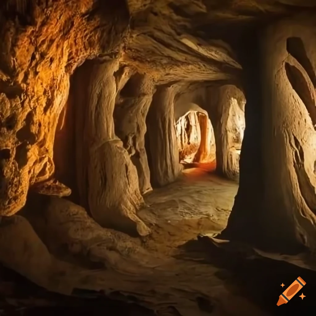 A mysterious labyrinthine underground mine carving through an ancient ...
