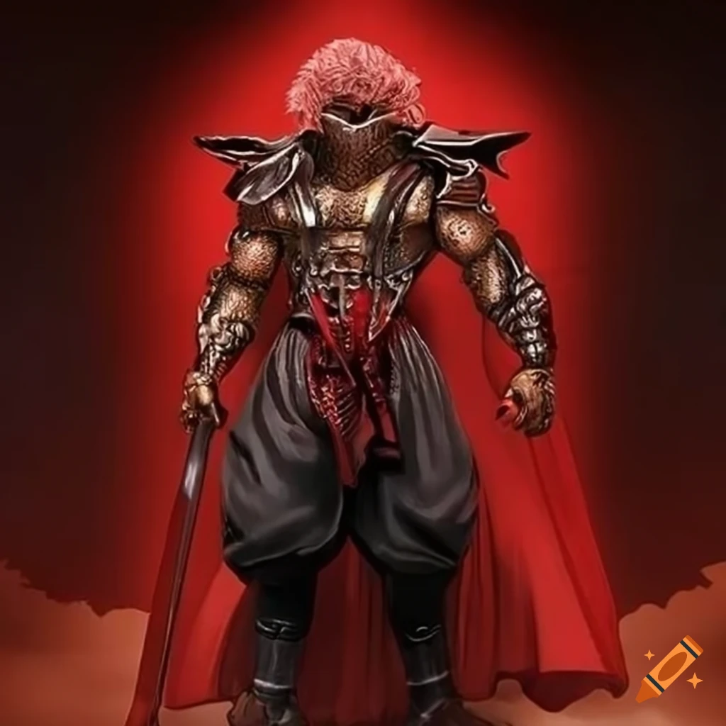 Saga de gemini fusion yujiro hanma as black roman praetorian guard with red sword on Craiyon