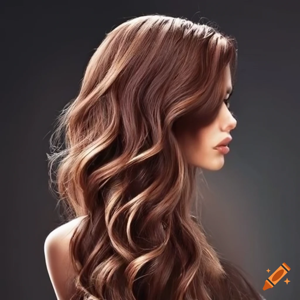 Very beautiful open chocolate brown light-wavy hair on Craiyon