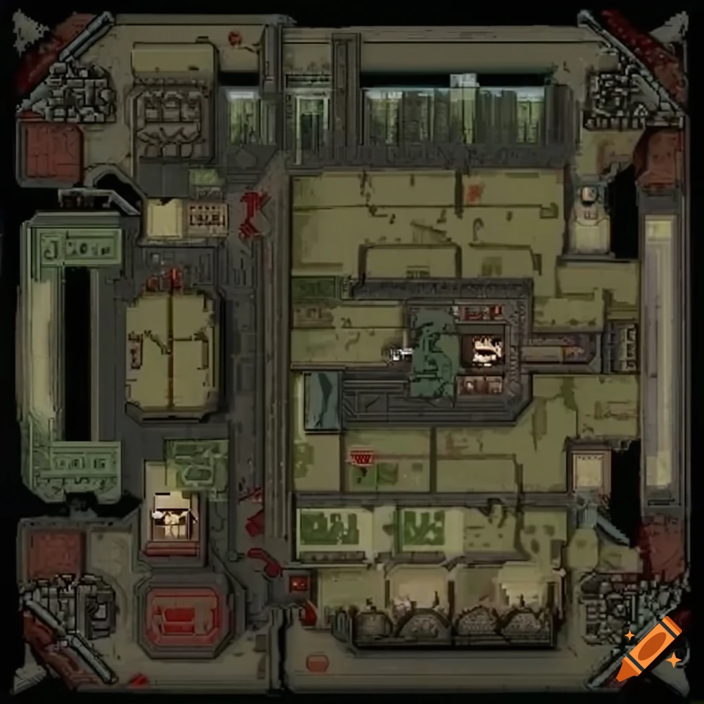 Doom (1993) map layout on Craiyon