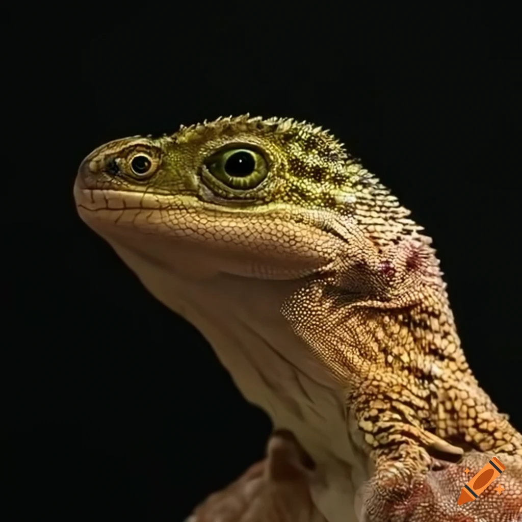 A whimsical hybrid creature inspired by both lizards and roosters