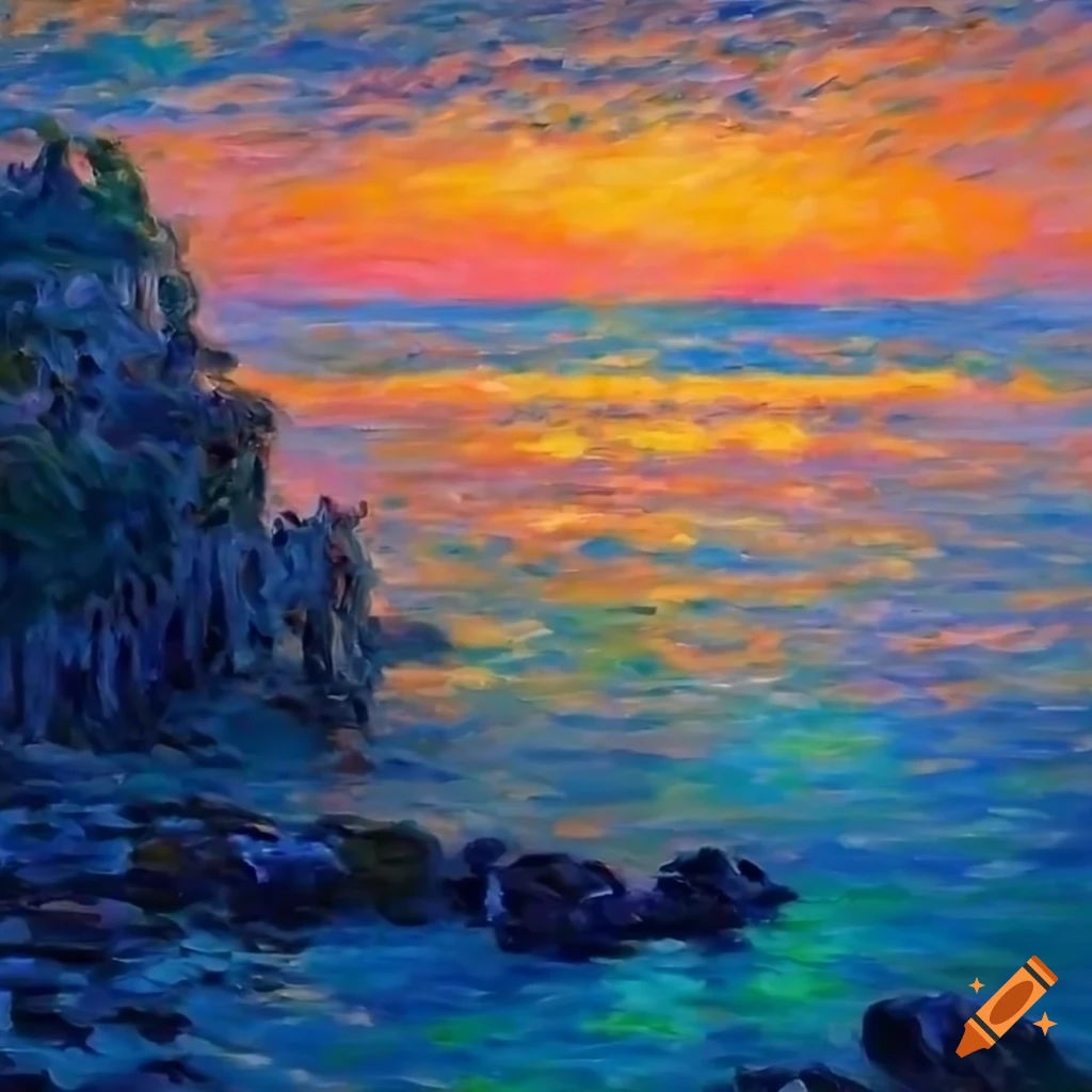 Alassio italy chapel, sea, oil painting on canvas simulating Claude ...