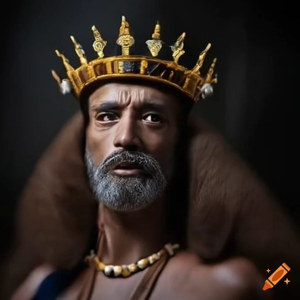 A mighty King who has only one eye and one Leg on Craiyon