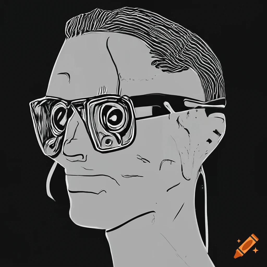 Male tech glasses sci-fi cyber-punk 30s