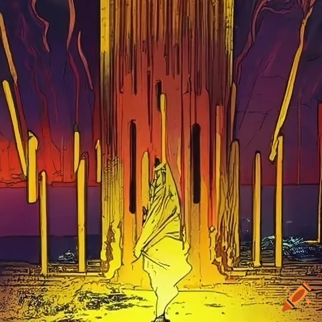 Yellow laser attack moebius art