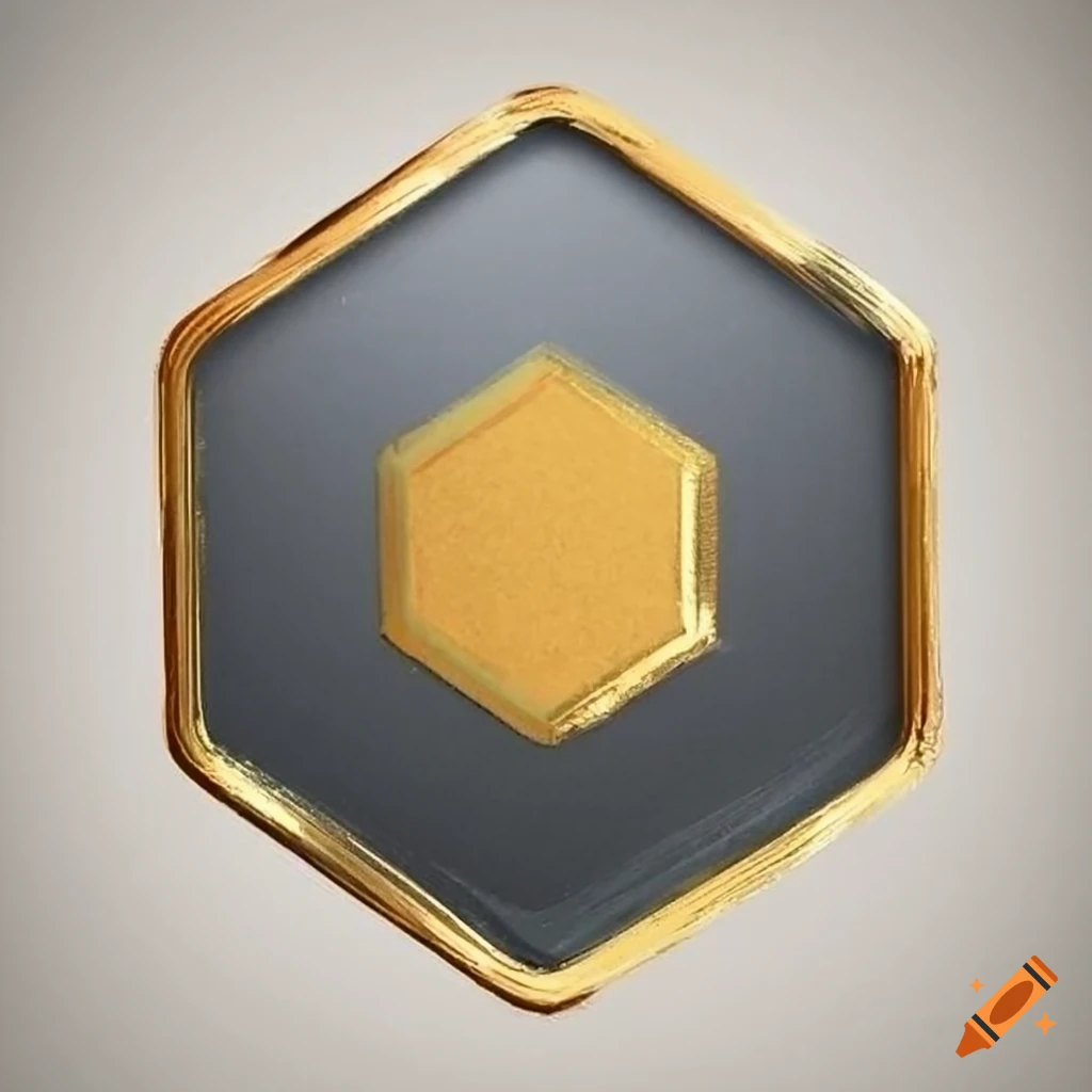 Hexagonal golden badge