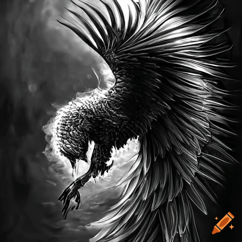 Phoenix defending a human on Craiyon