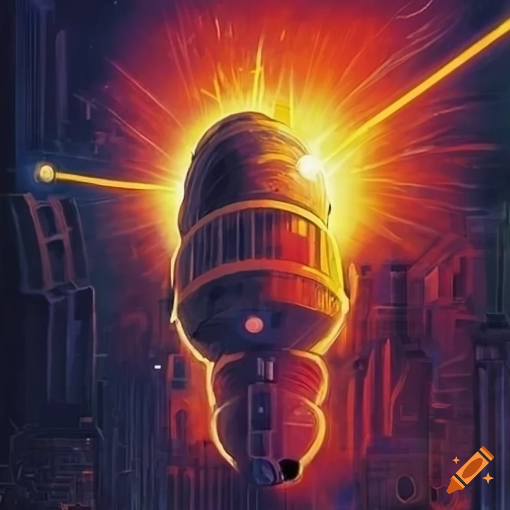 70s sci fi laser attack art